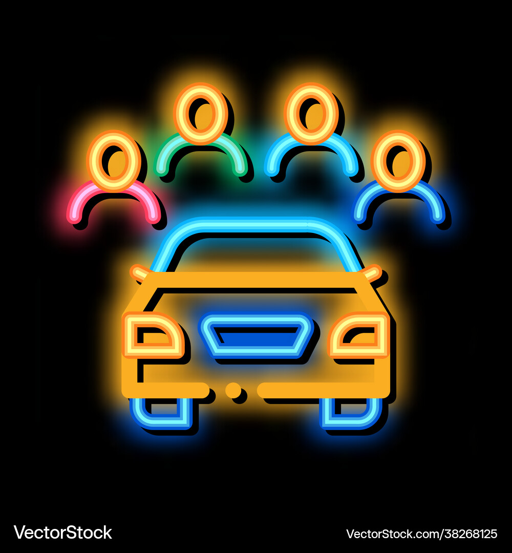 Inspection machine group people neon glow Vector Image