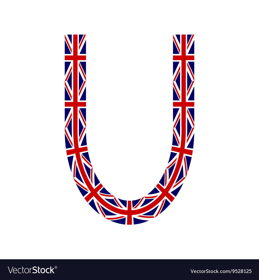 Letter u made from united kingdom flags Royalty Free Vector