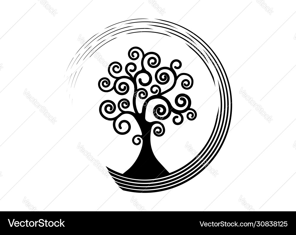 Tree life round icon natural ecology logo Vector Image
