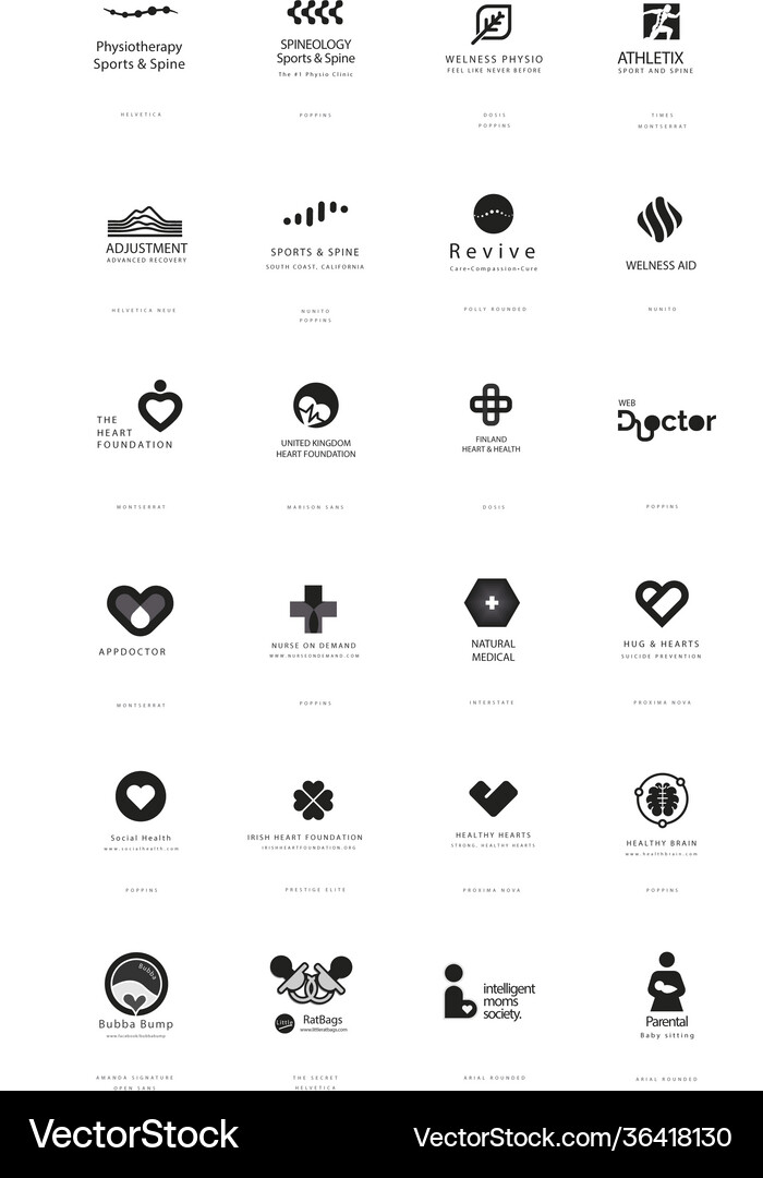 24 health logo designs Royalty Free Vector Image