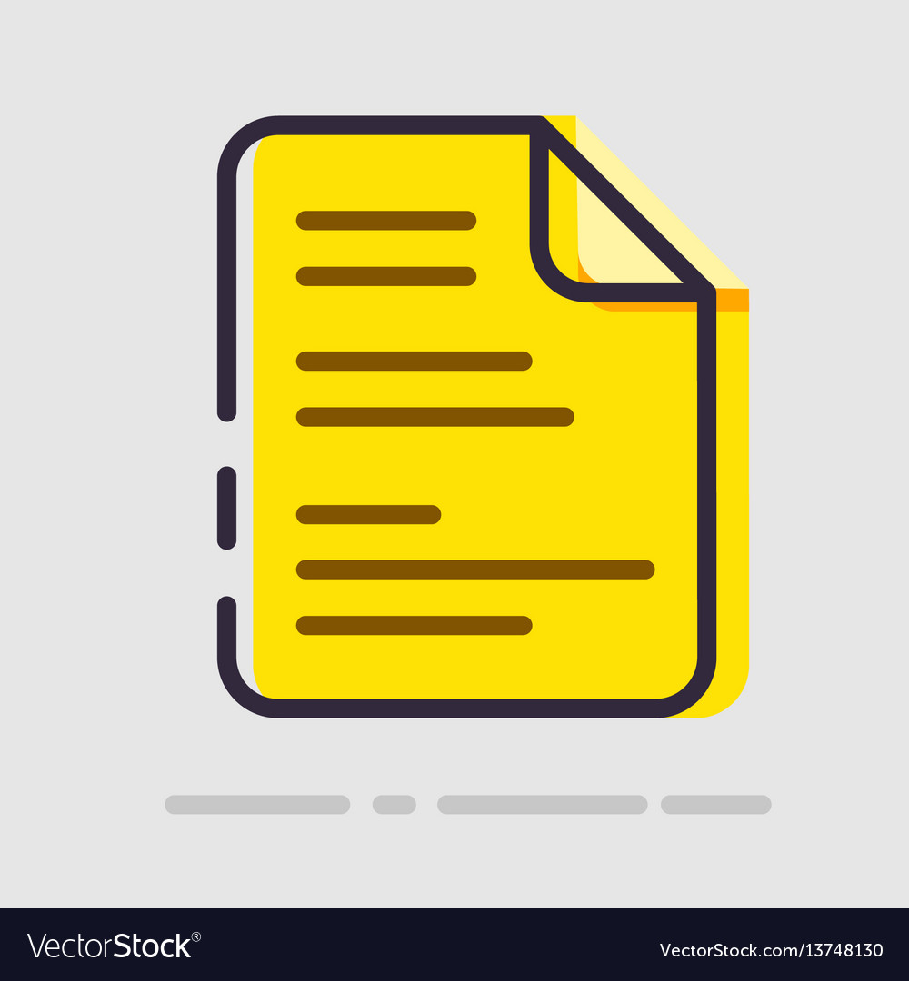 Abstract flat yellow document icon Royalty Free Vector Image