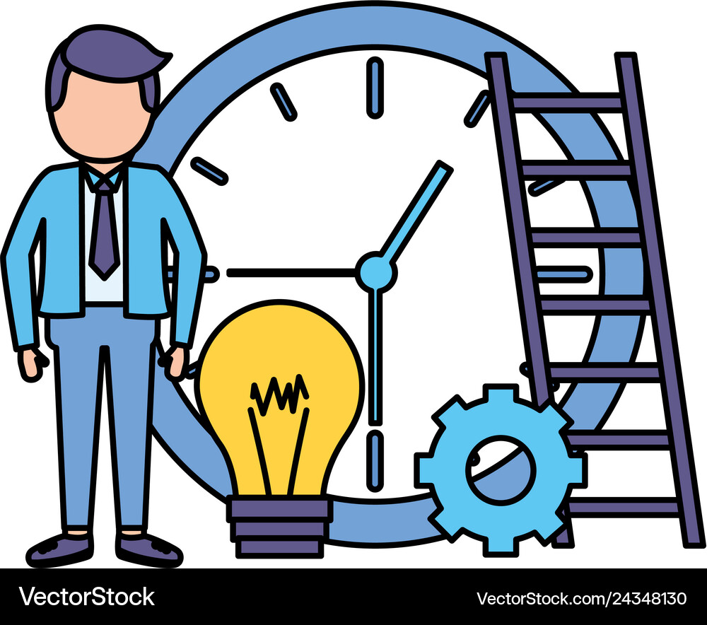 Business man with gear Royalty Free Vector Image