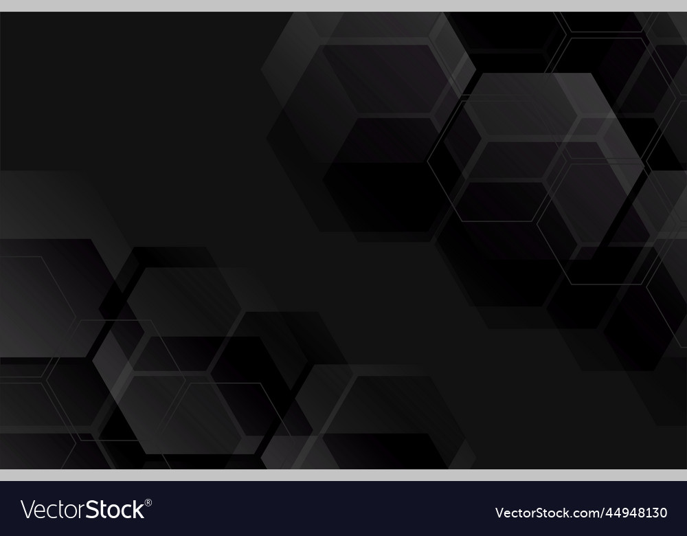 Dark black hexagonal background design Royalty Free Vector