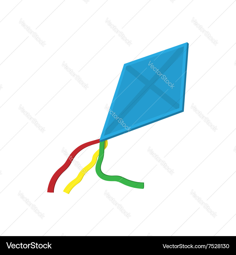 Flying blue kite cartoon icon Royalty Free Vector Image