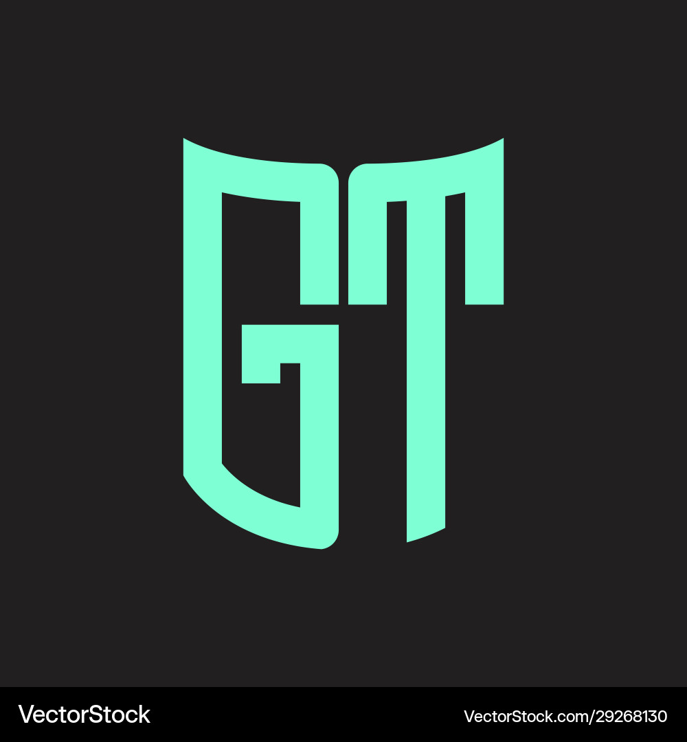 Gt logo monogram with ribbon style design template