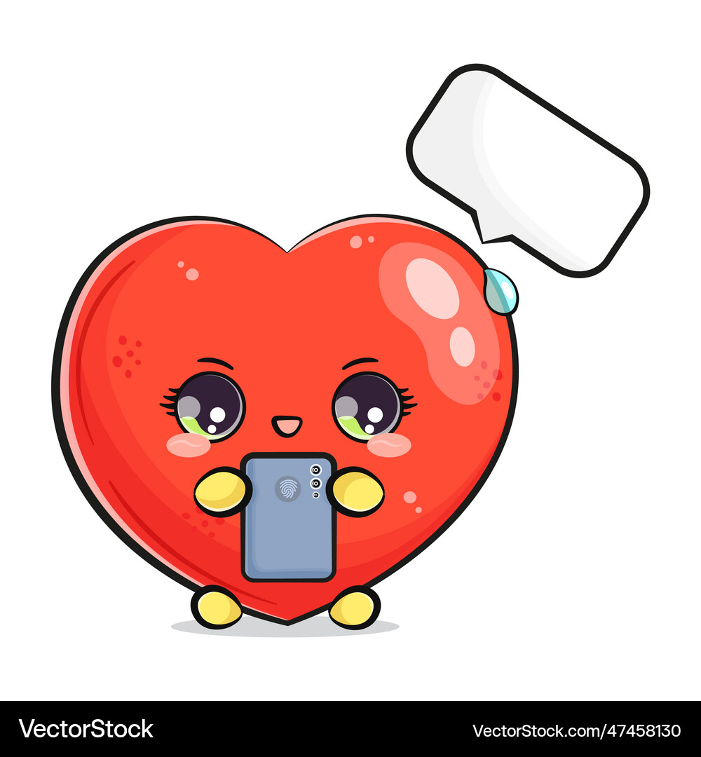Heart shape with a smartphone in hand hand drawn Vector Image