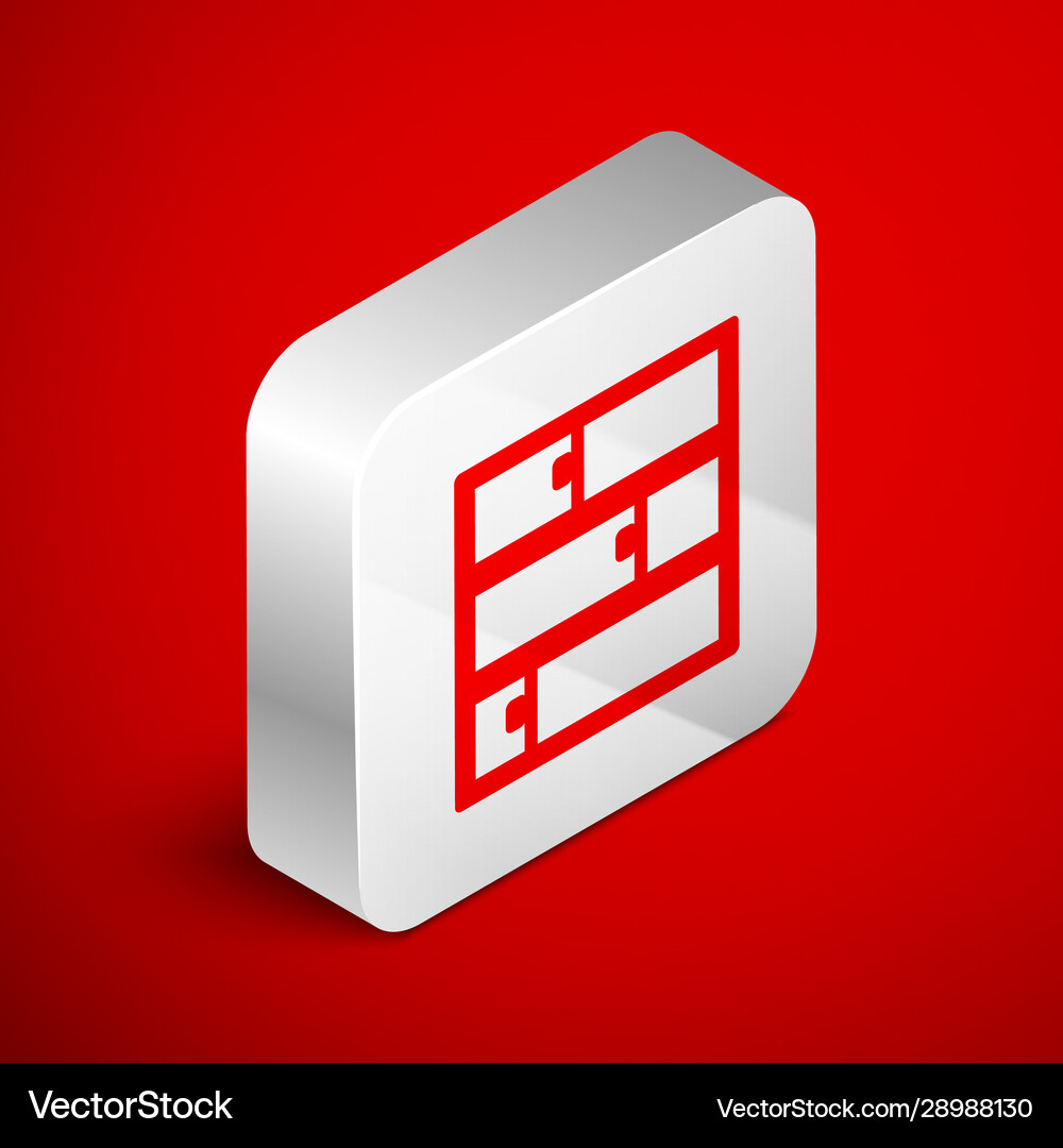 Isometric line shelf icon isolated on red Vector Image