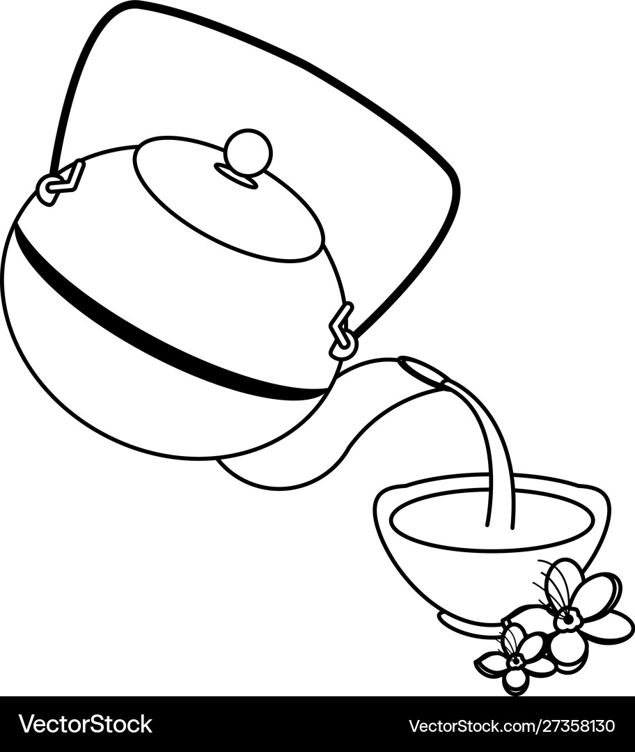 Japanese cast iron teapot Royalty Free Vector Image