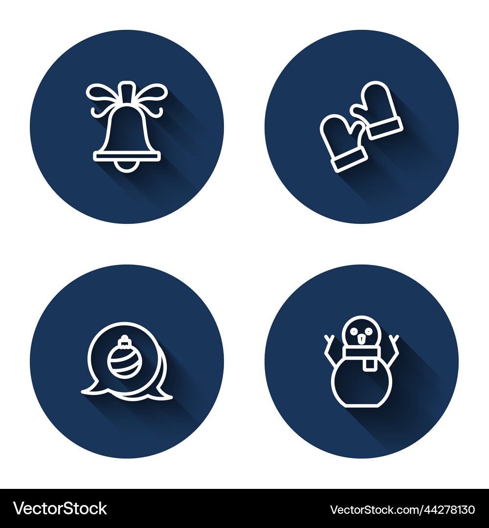 Set line christmas ringing bell mittens ball Vector Image