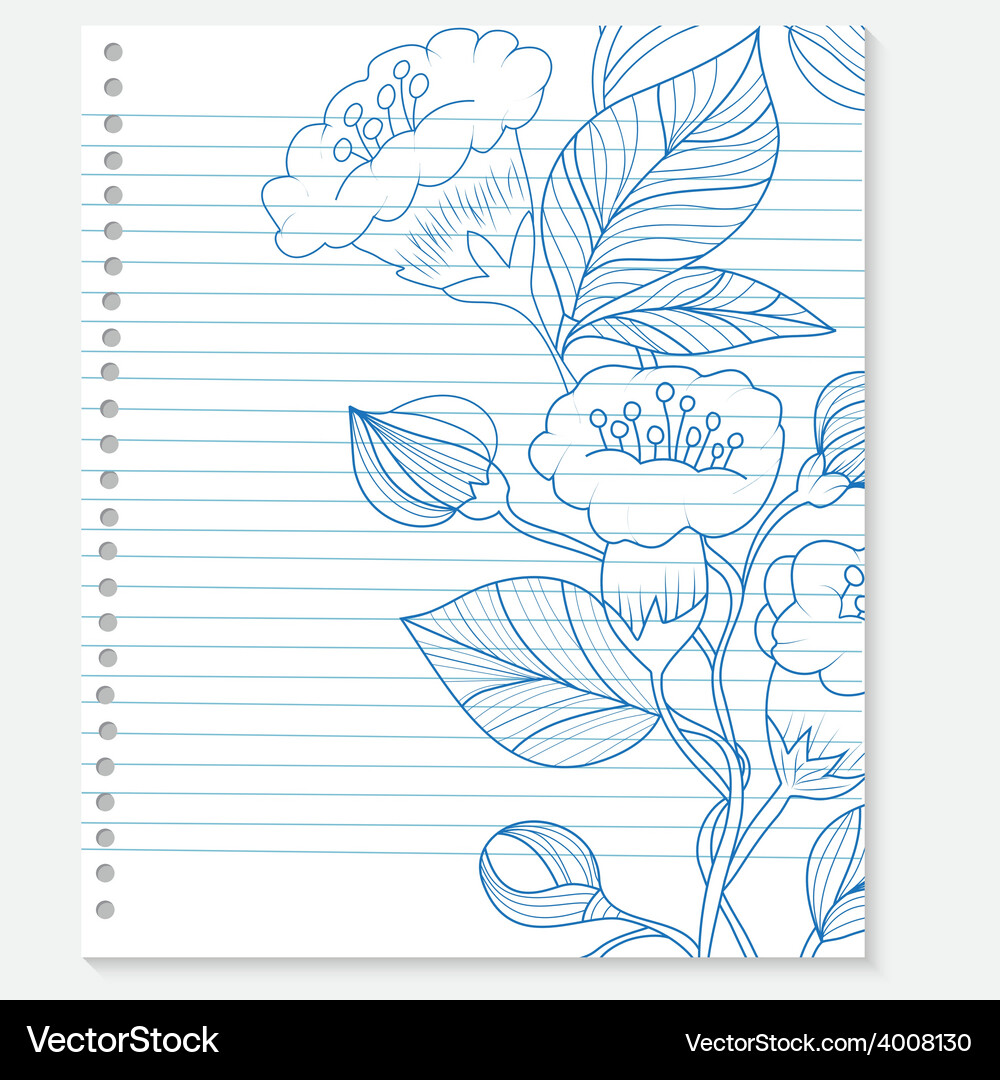 Sketch of a flower on notebook sheet Royalty Free Vector