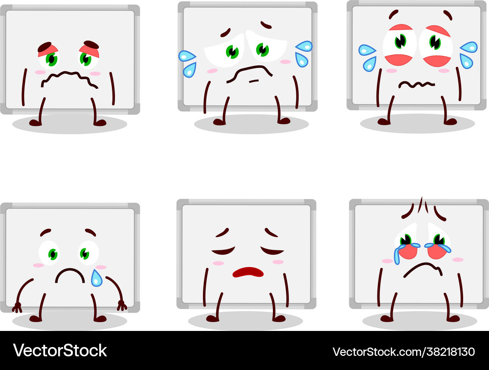 Whiteboard cartoon in character with sad Vector Image