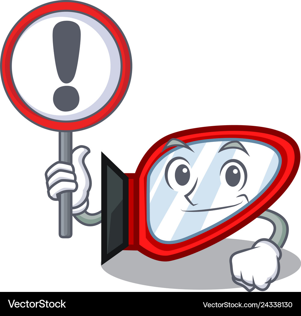 With sign side mirror isolated the character Vector Image