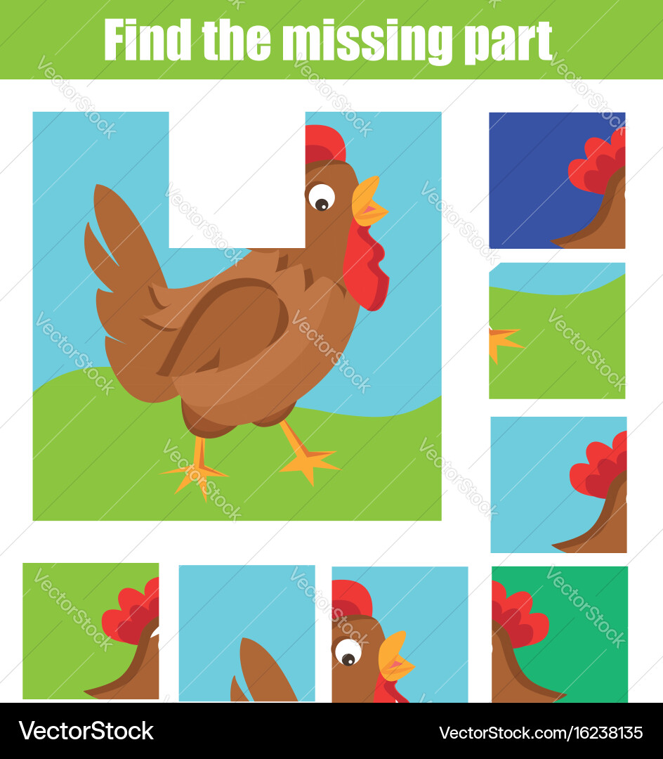 Children educational game find the missing piece Vector Image