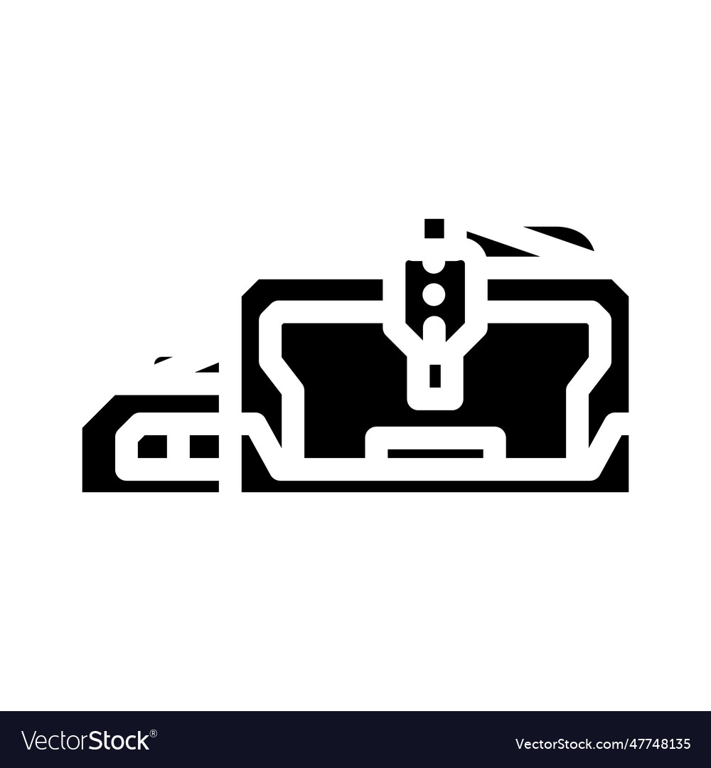 Cnc Machine Tool Work Glyph Icon Royalty Free Vector Image