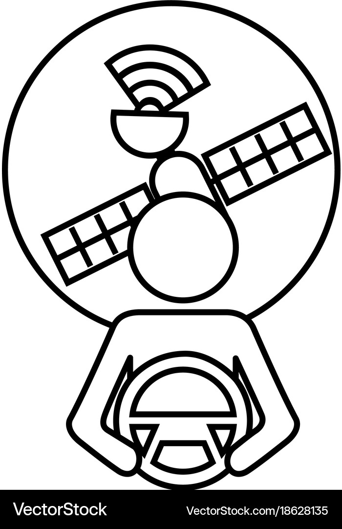 Driver at steering wheel autonomous satellite gps Vector Image
