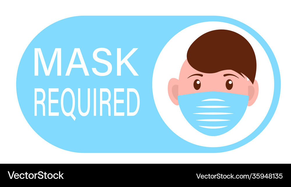 Hipster in protective mask required icon blue Vector Image