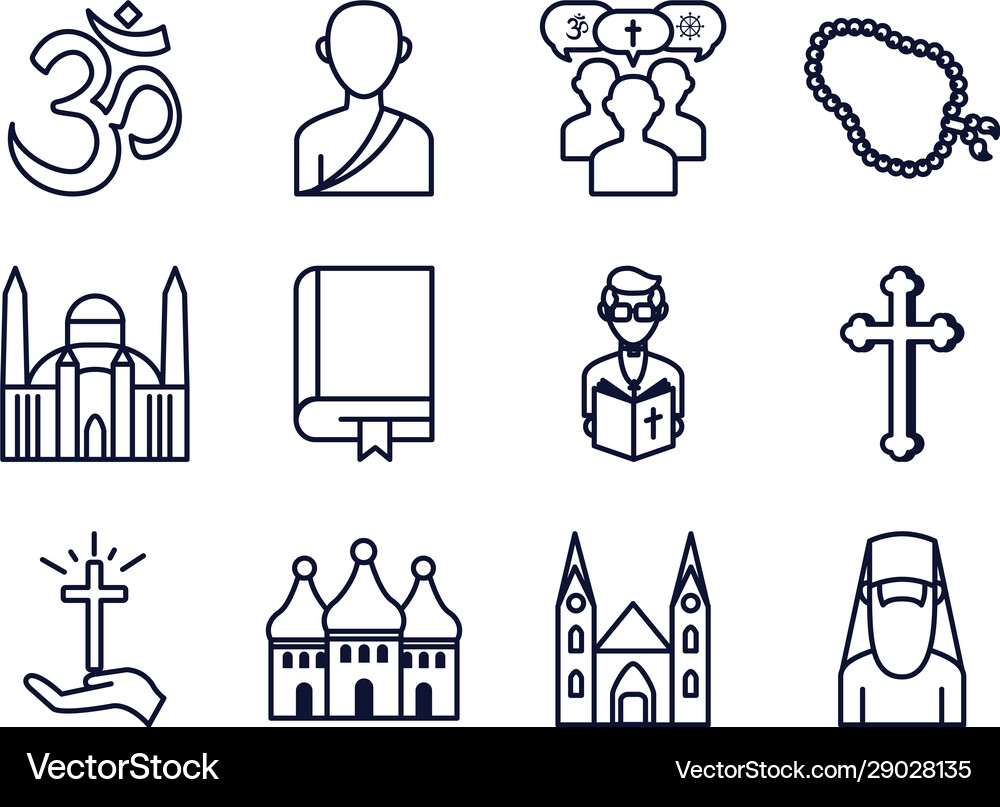 Icon set world religious symbols Royalty Free Vector Image