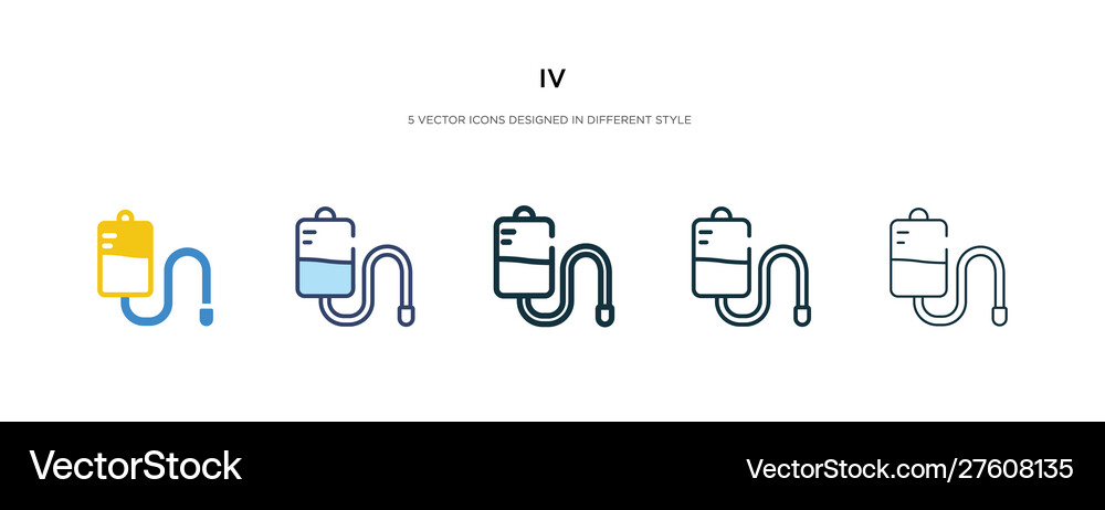 Iv icon in different style two colored and black Vector Image