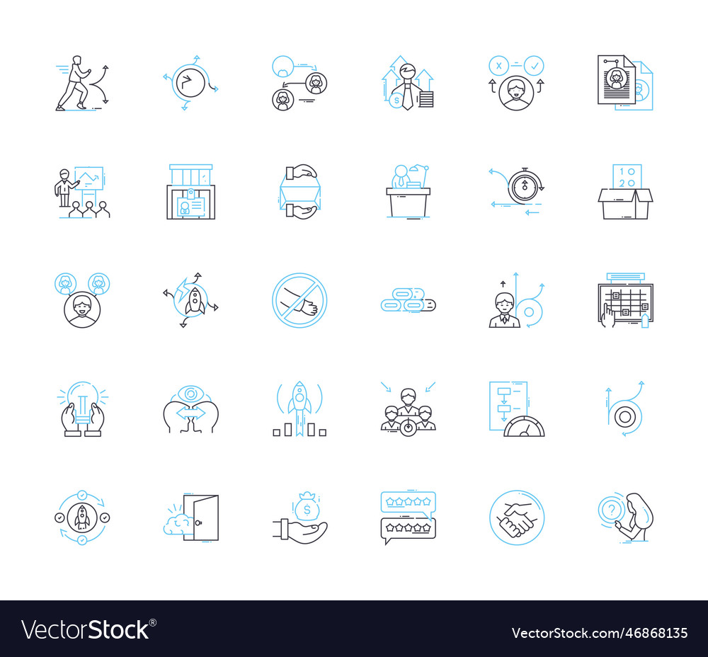 Market introduction linear icons set launch Vector Image Market introduction linear icons set launch Vector Image