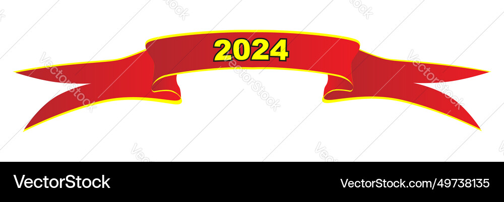 Red ribbon banner for 2024 Royalty Free Vector Image
