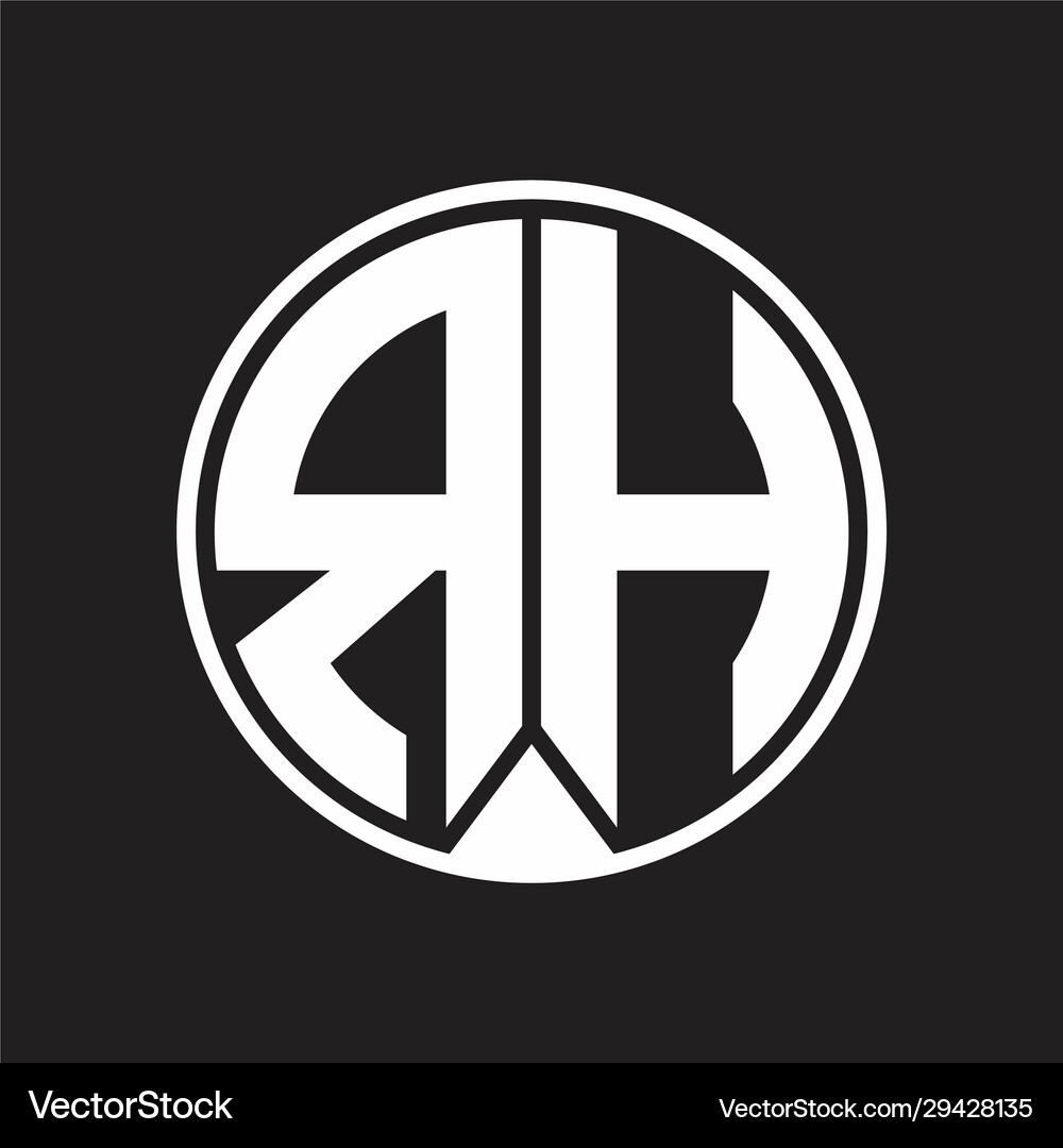 Rh logo monogram circle with piece ribbon style Vector Image