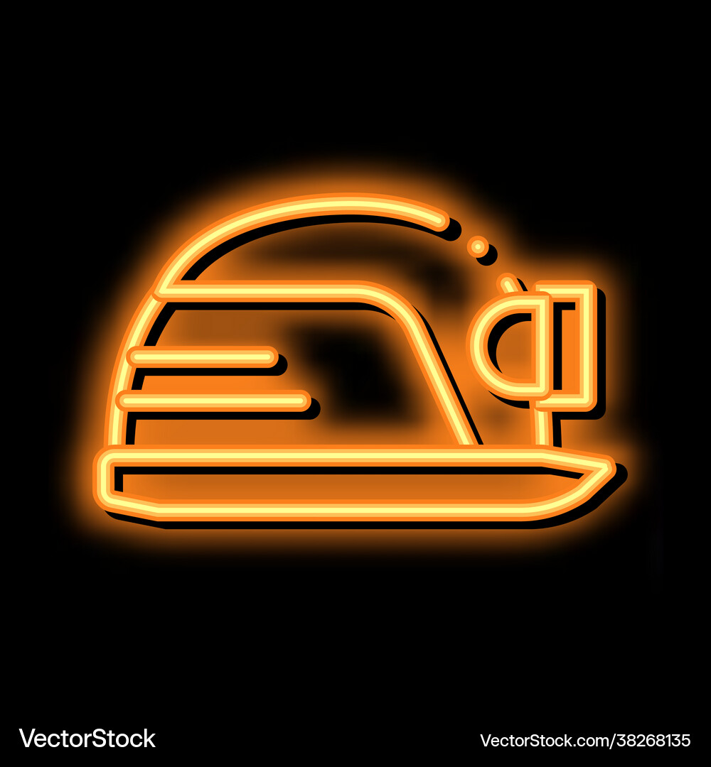 Safety helmet with flashlight neon glow icon Vector Image