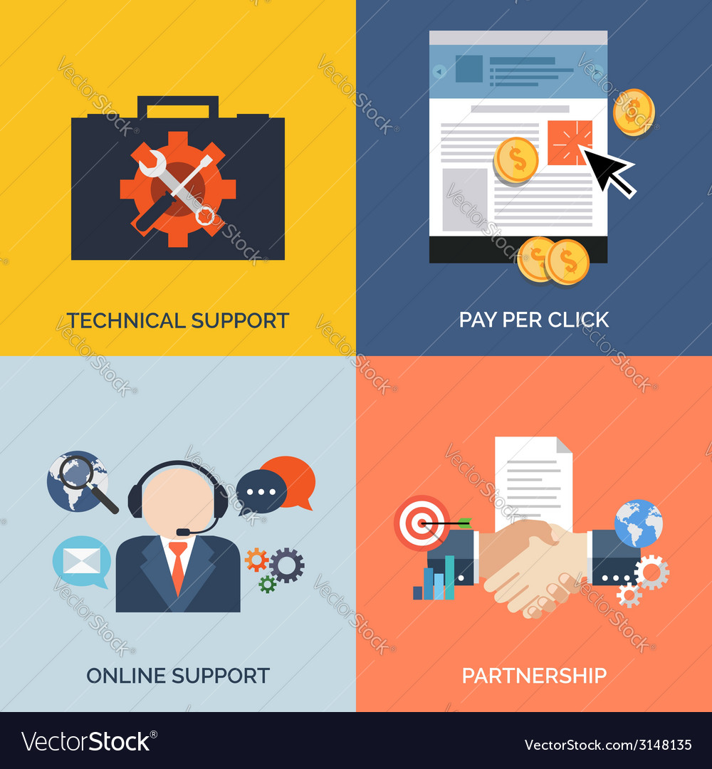 Set of flat design concept icons for business Vector Image