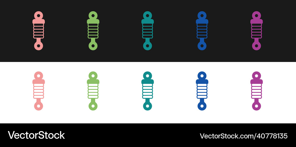 Set shock absorber icon isolated on black Vector Image