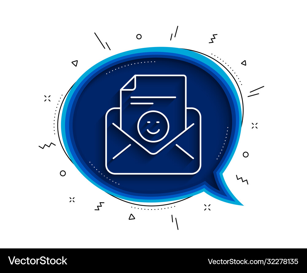 Smile mail line icon positive feedback letter Vector Image