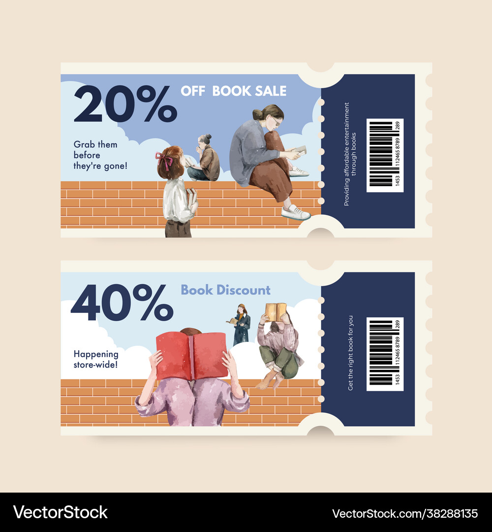 Voucher template with world book day concept Vector Image