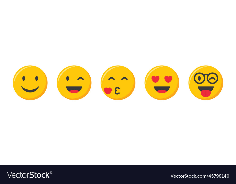 Emoji icons set emoticons collection Royalty Free Vector