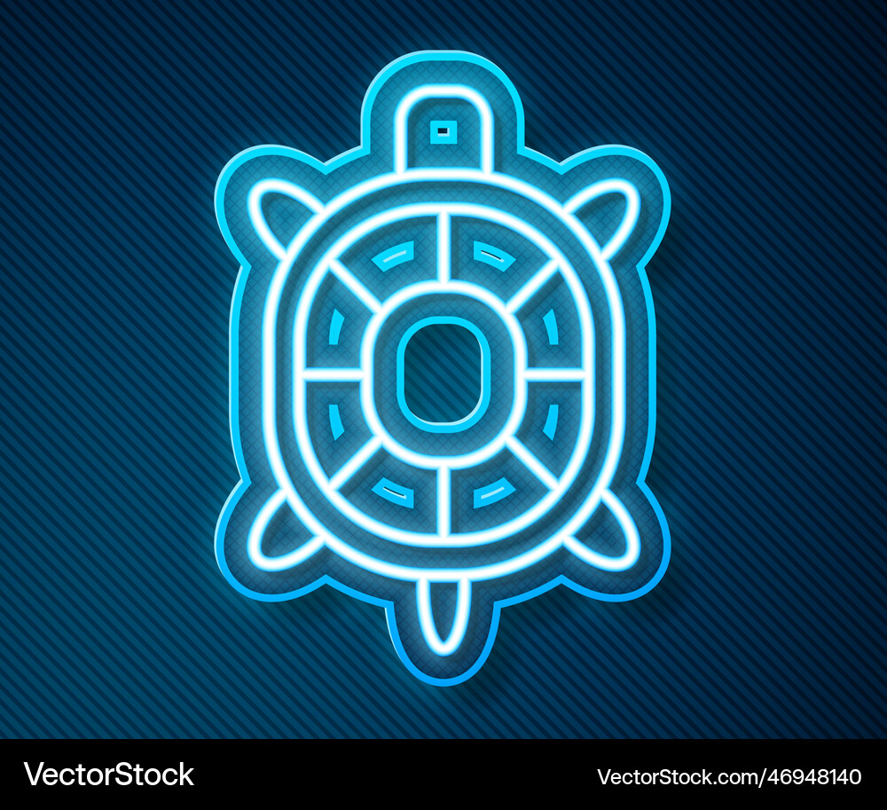 Glowing neon line turtle icon isolated on blue Vector Image