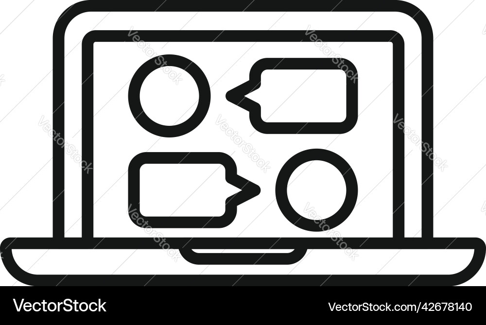 Laptop chat icon outline social web Royalty Free Vector
