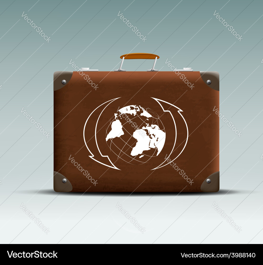 Leather suitcase with a tour sticker Royalty Free Vector