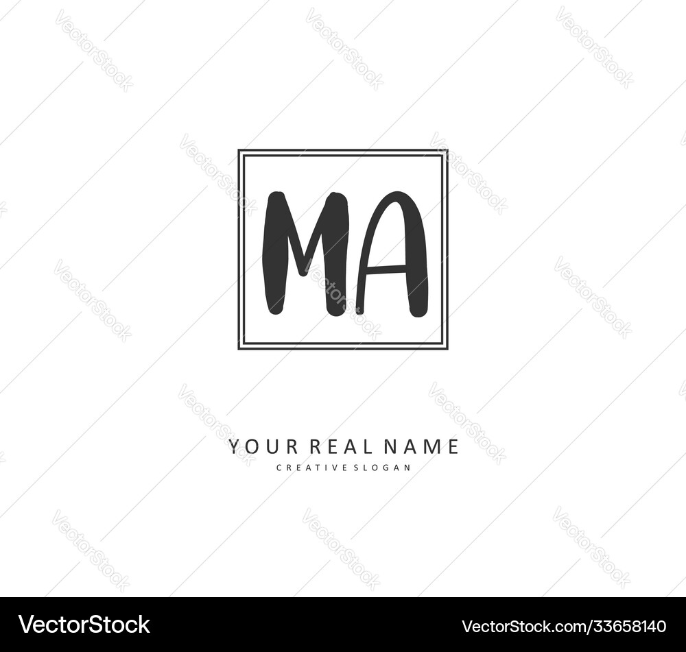 M a ma initial letter handwriting and signature Vector Image