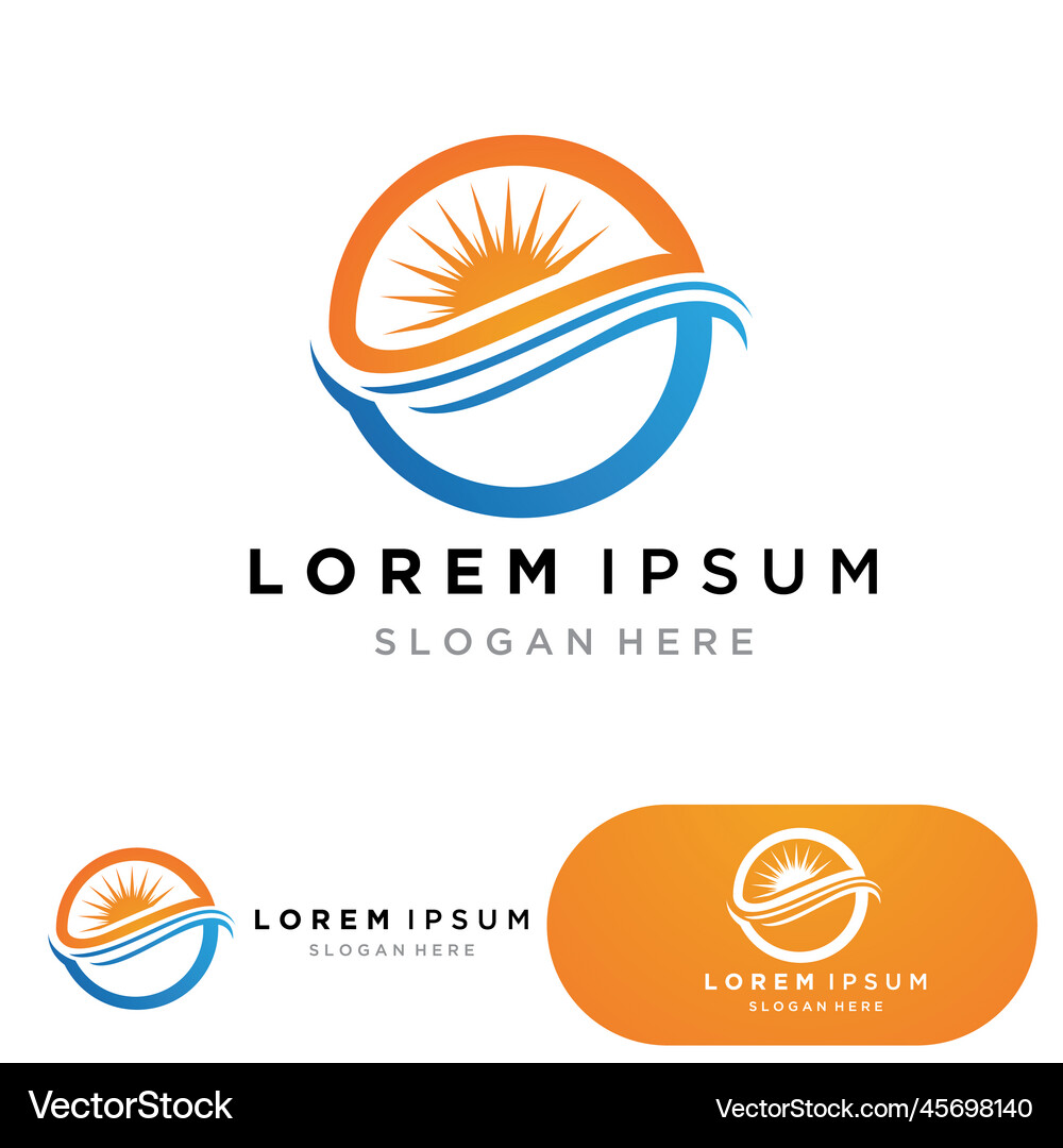 Ocean sunset logo design inspiration isolated Vector Image