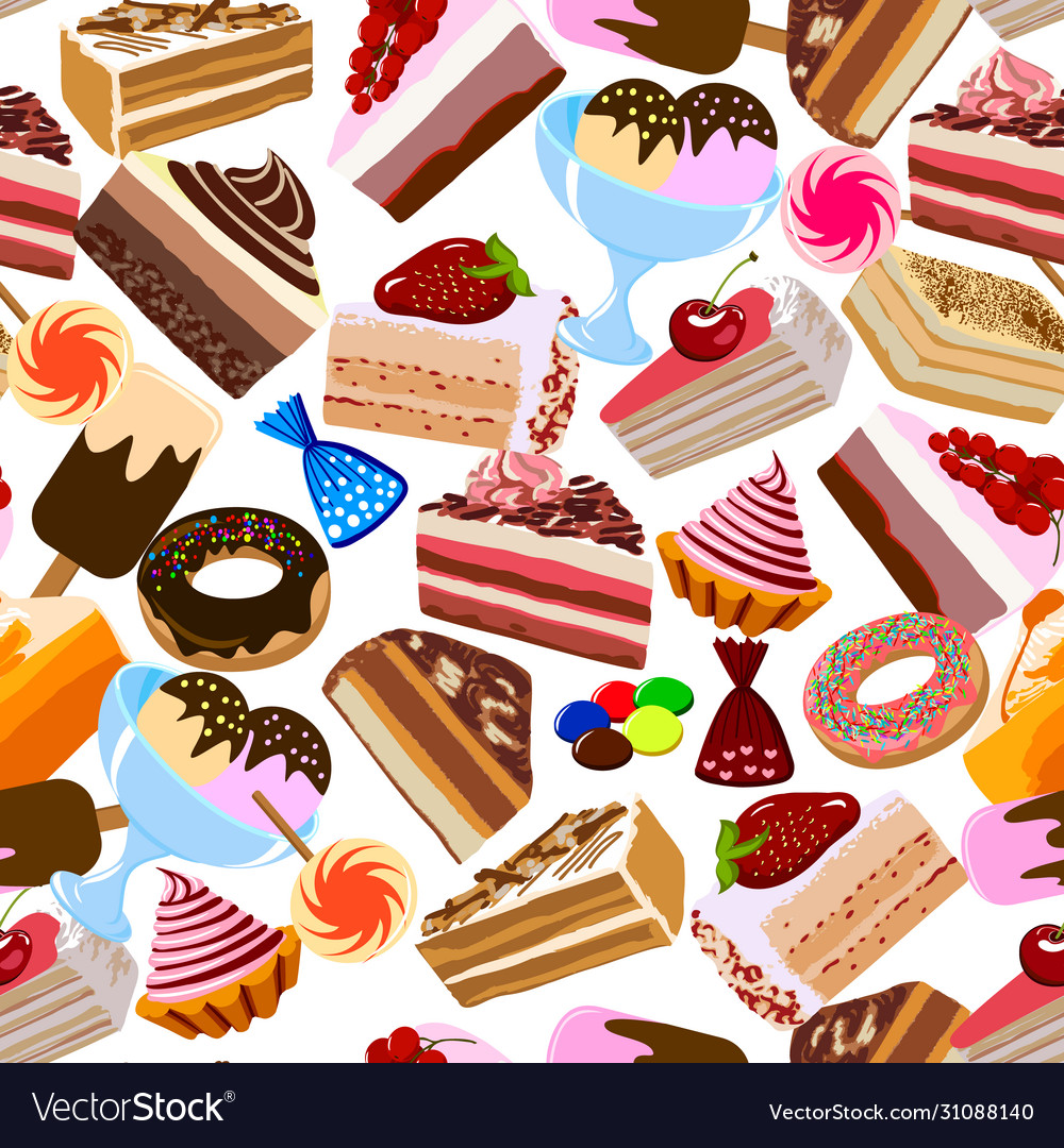 Pattern sweet desserts Royalty Free Vector Image