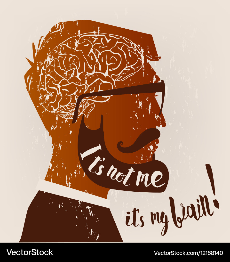 Profile of young man with brain Royalty Free Vector Image