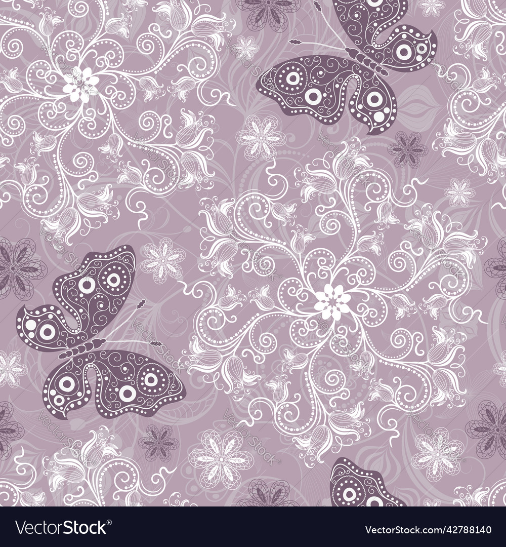 Seamless pink pattern with lacy white vintage Vector Image
