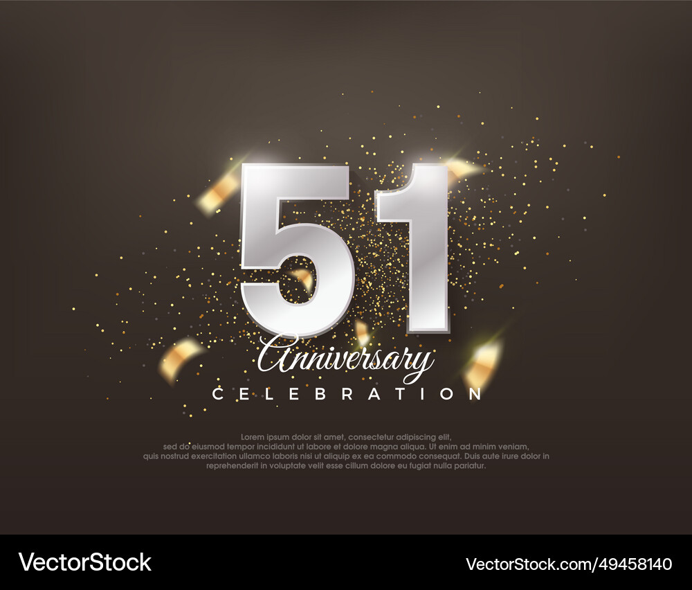 Silver metallic number 51st luxurious and elegant Vector Image