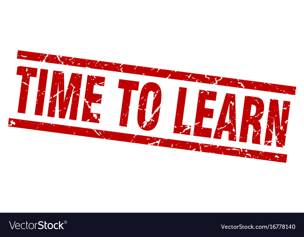 Square grunge red time to learn stamp Royalty Free Vector