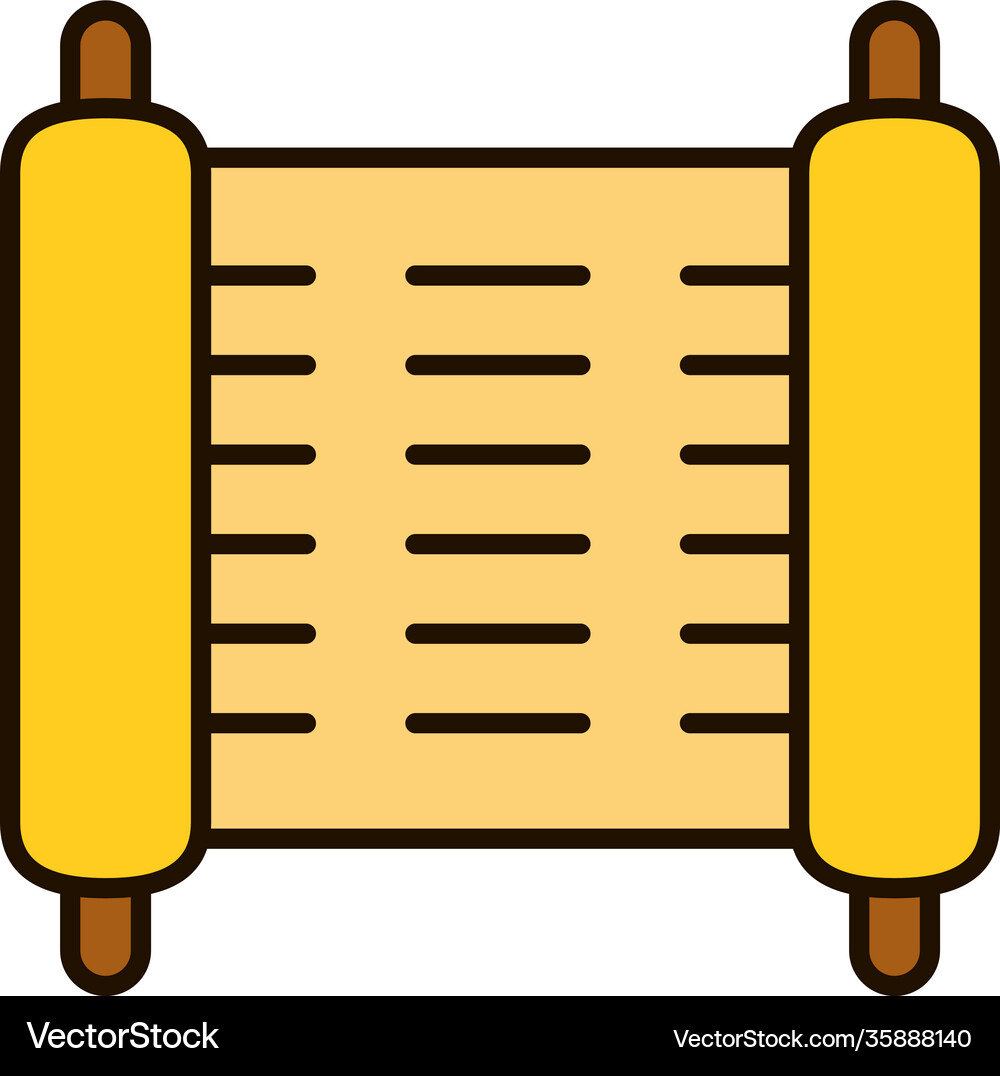 Torah parchment paper scroll icon line and fill Vector Image