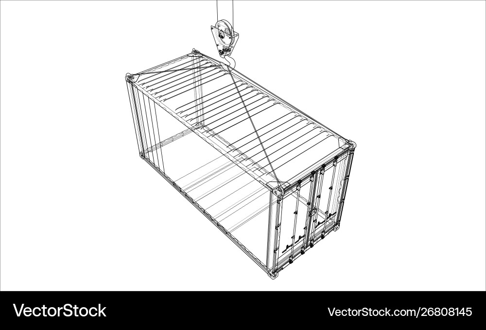 Cargo container wire-frame style Royalty Free Vector Image