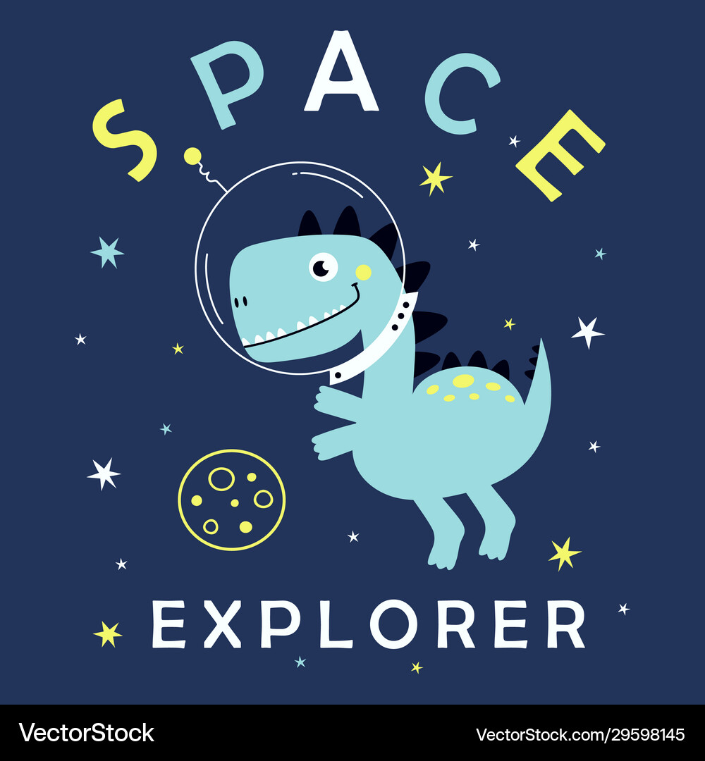 Cute dinosaur space Royalty Free Vector Image - VectorStock