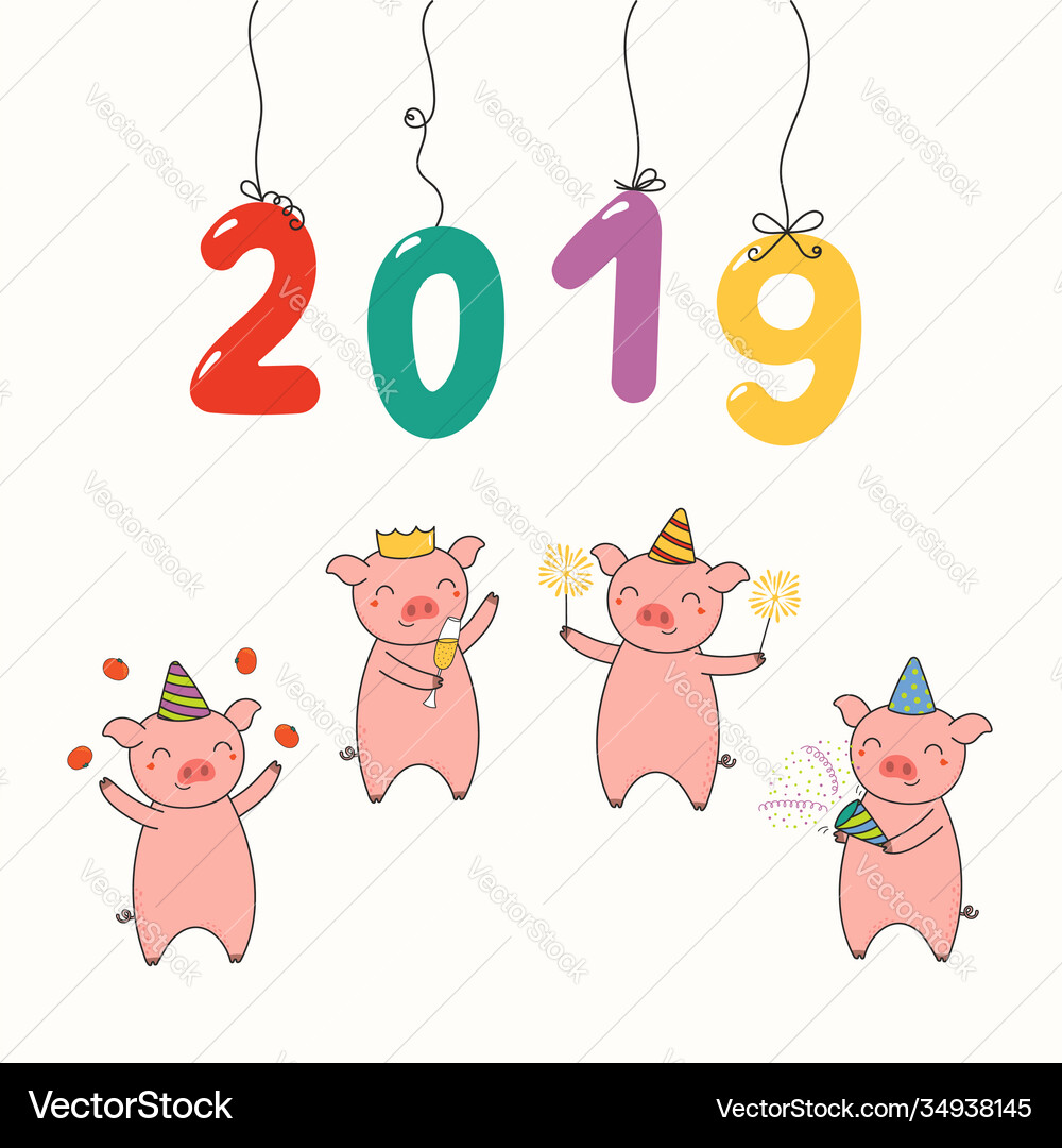 Cute new year card banner Royalty Free Vector Image