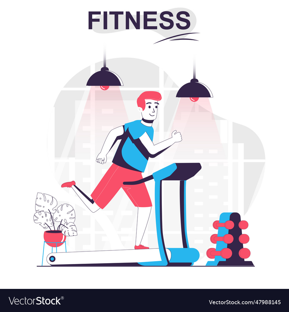 Fitness isolated cartoon concept man running Vector Image