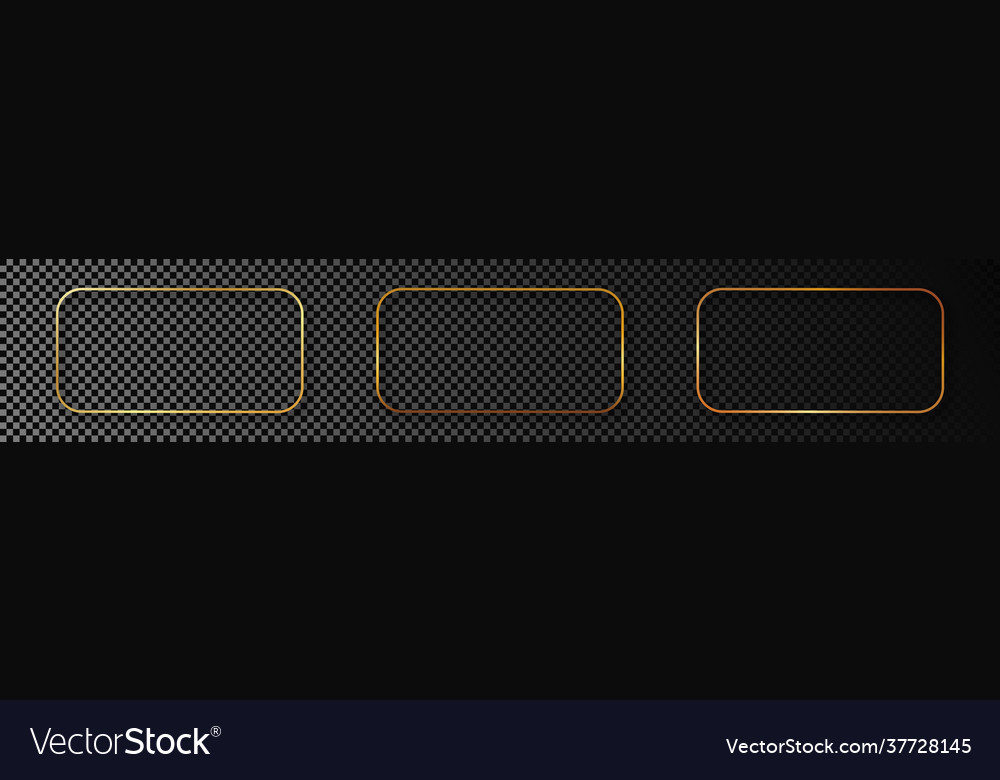 Gold glowing rounded rectangular frame Royalty Free Vector