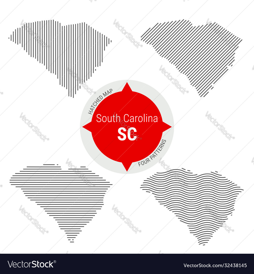 Hatched Pattern Map South Carolina Stylized Vector Image