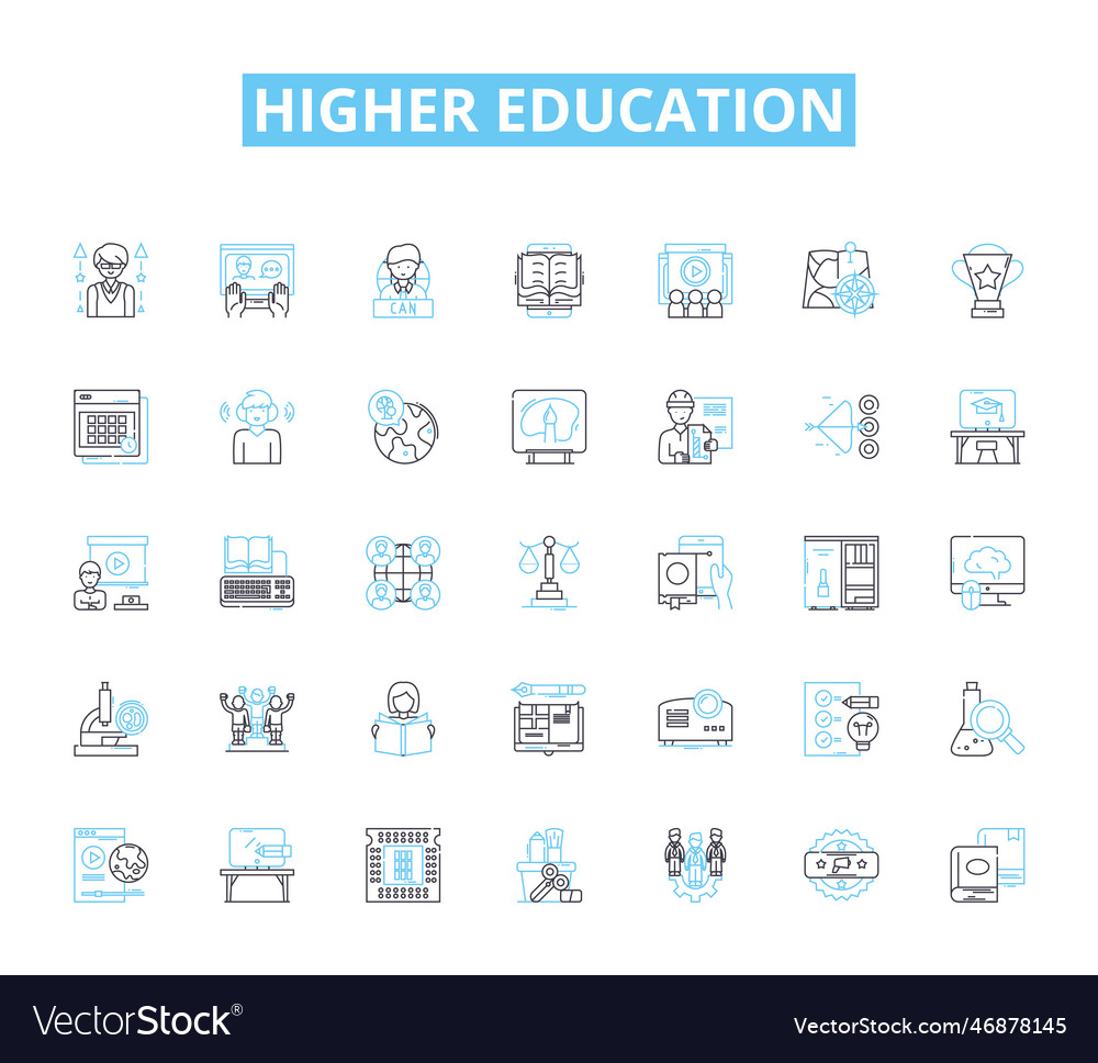 Higher education linear icons set learning Vector Image Higher education linear icons set learning Vector Image