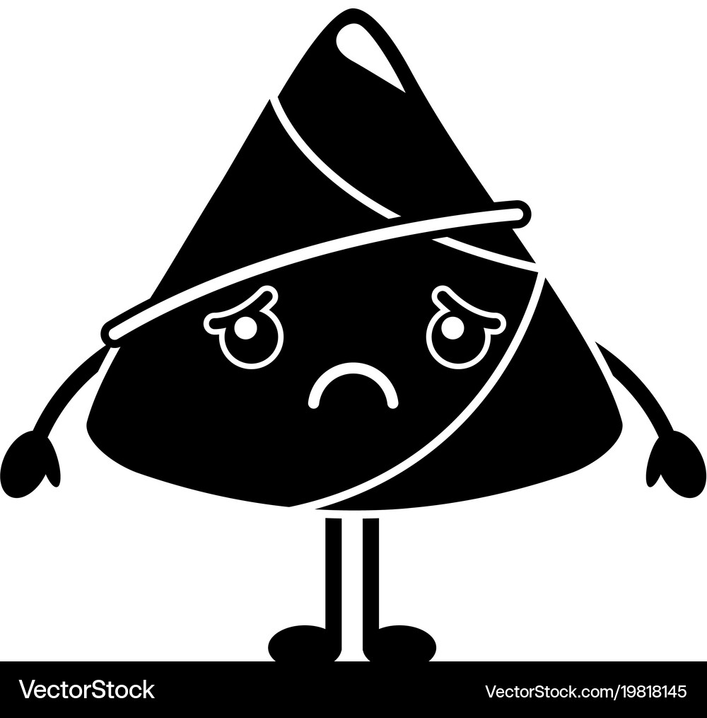 Kawaii sad rice dumpling cartoon Royalty Free Vector Image